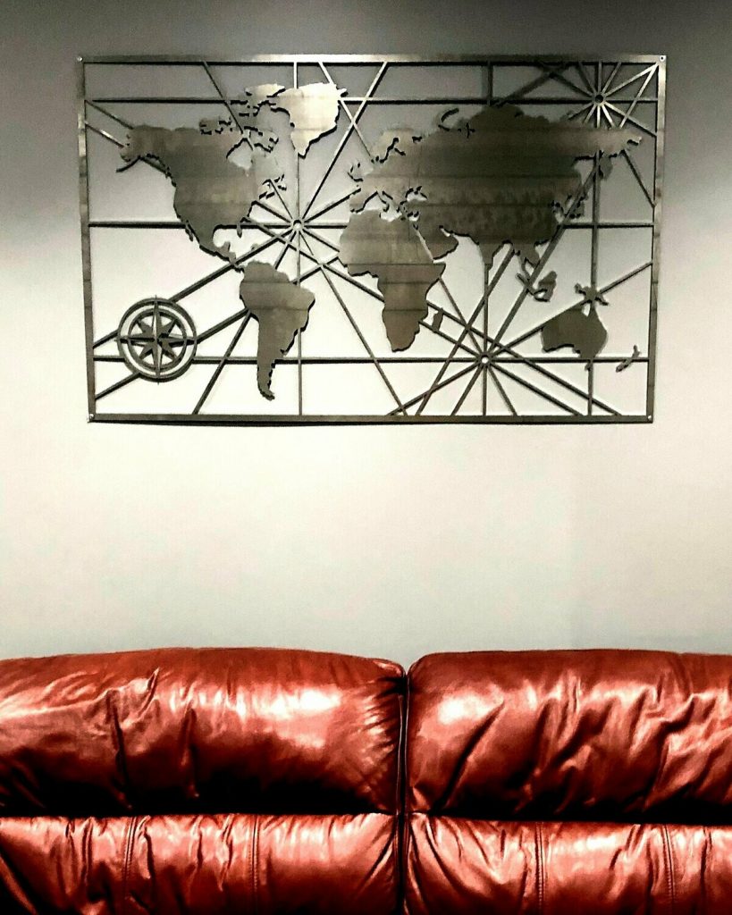 Map of the World 1200mm - Simply Metal World Map Wall Art